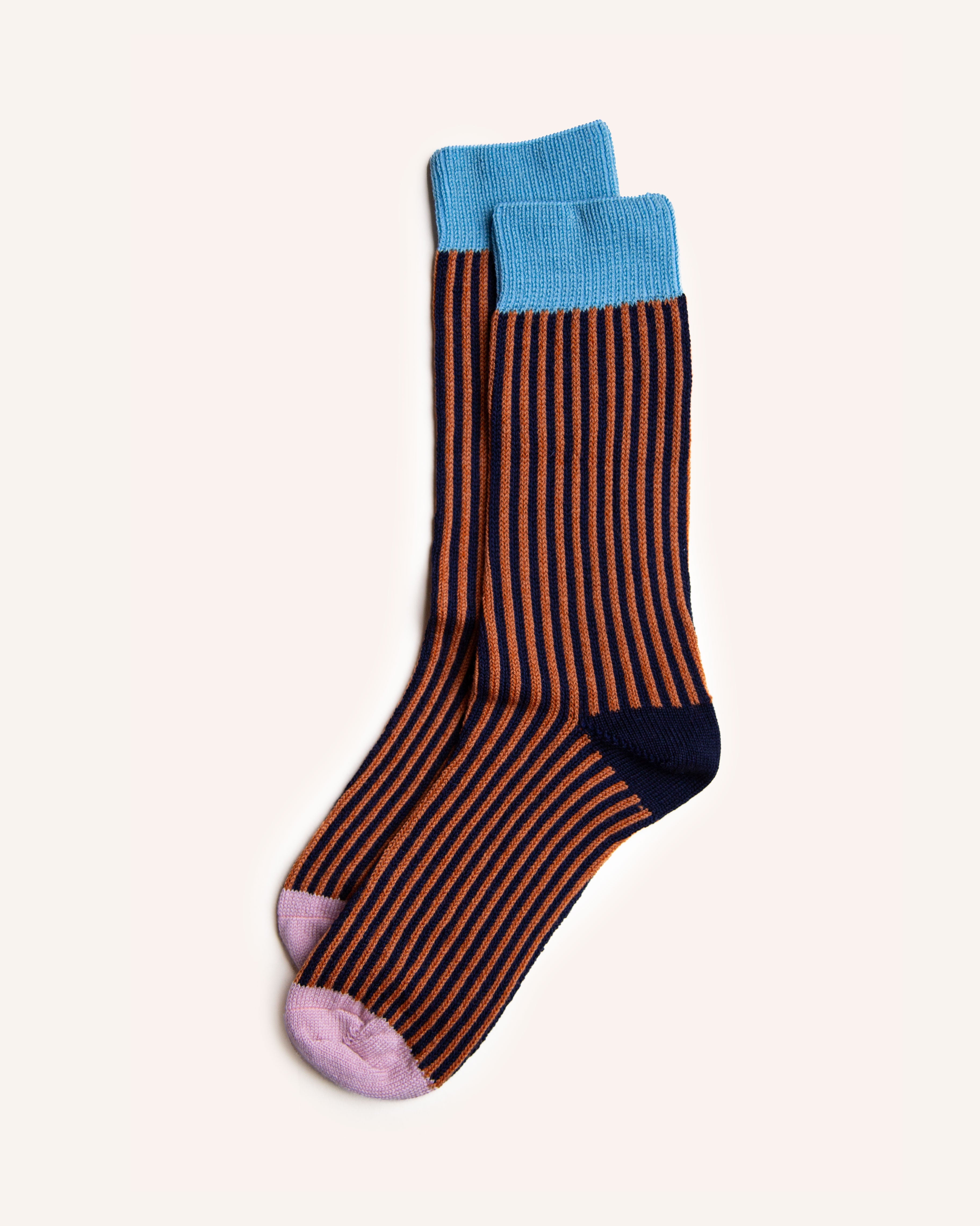 Merino Wool Socks - Rust/Navy 4-7 – Òr