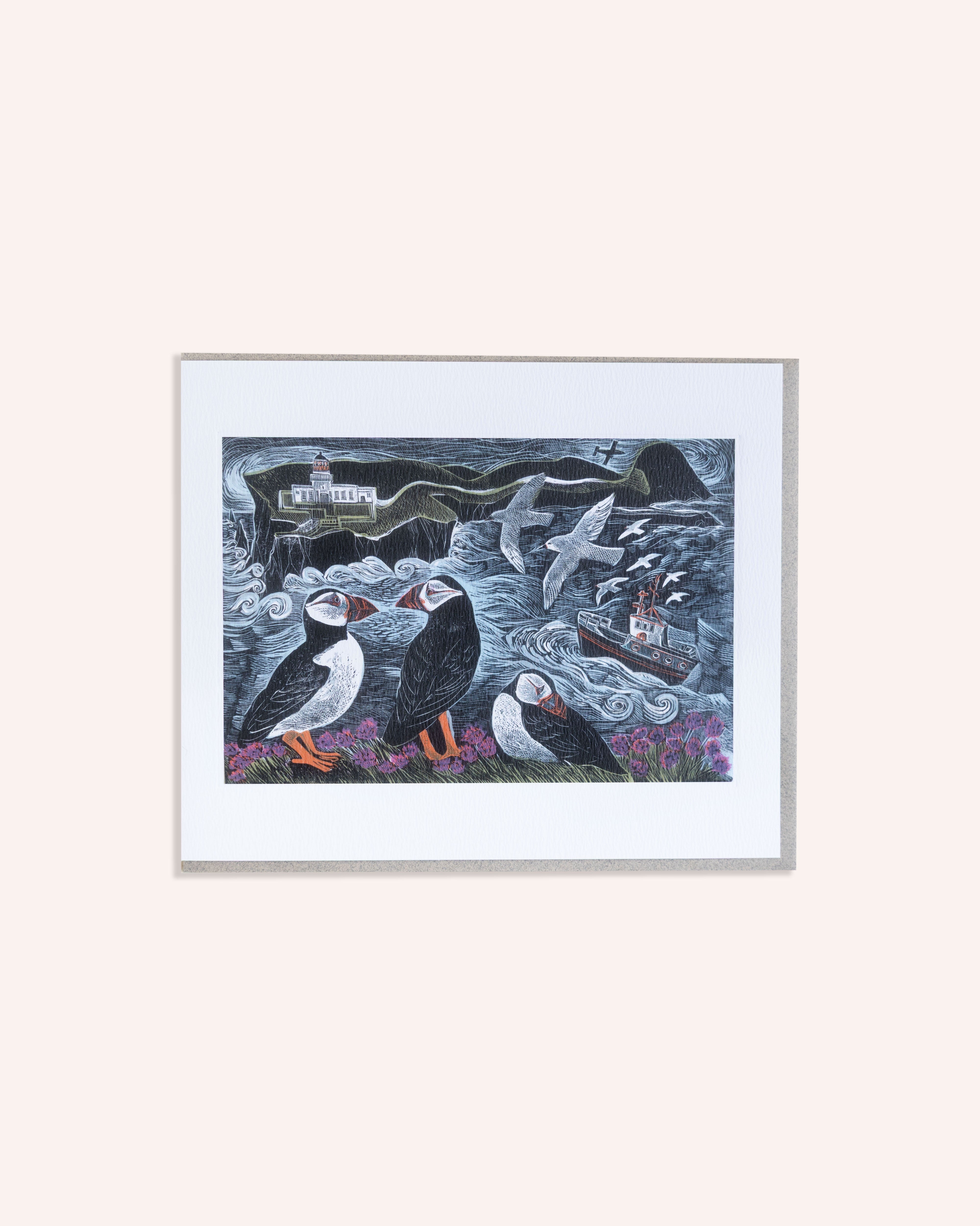 Fair Isle Puffins at the North Lighthouse Card – Òr